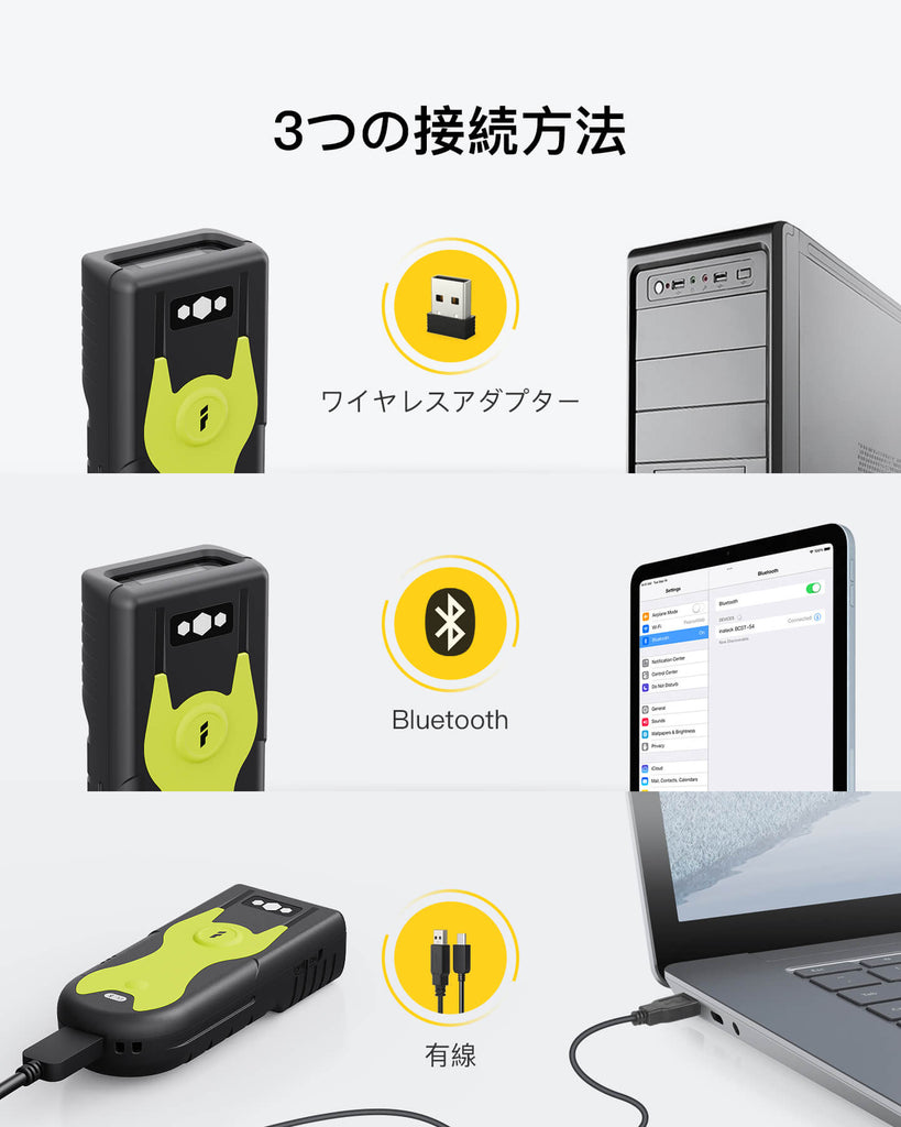 バーコードリーダー 1D 2D QR 小型リーダー バーコードスキャナー Bluetooth 無線アダプター 有線接続 BCST-42 – Inateckバックパックジャパン